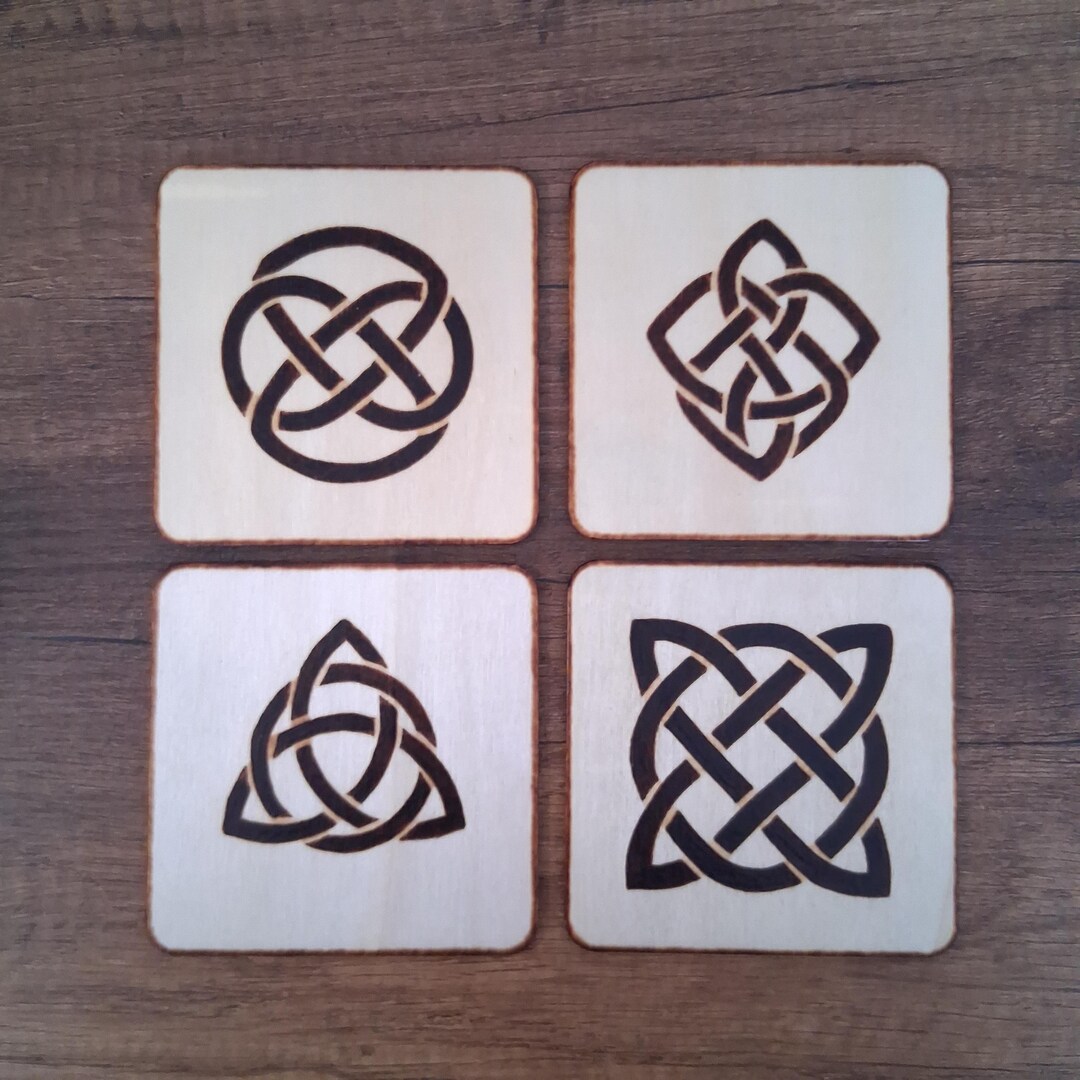 Handmade Wood Coaster Set – Celtic Knot Burned Design Gift - Etsy