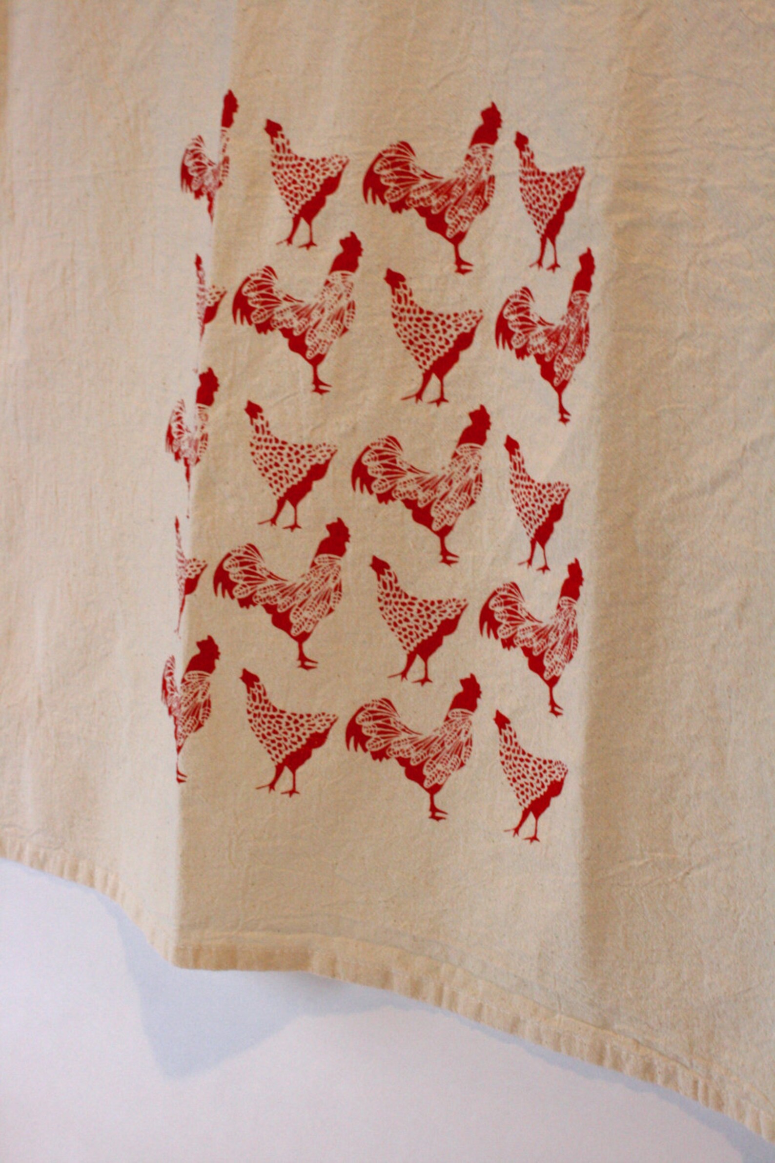 Chicken Kitchen Towel Handprinted Kitchen Towel Hen and - Etsy