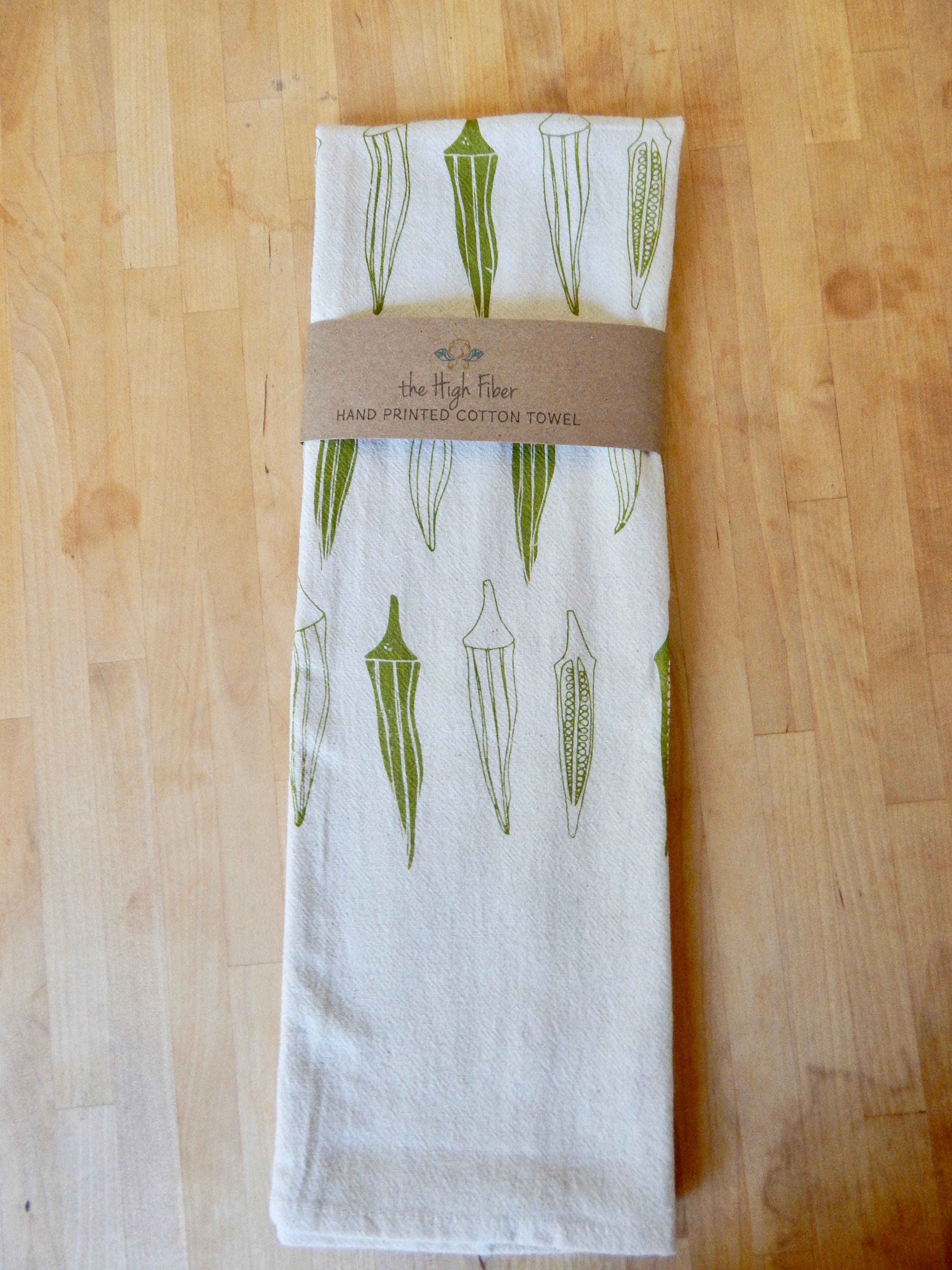 Okra Print Kitchen Towel: Hand-printed Natural Cotton - Etsy