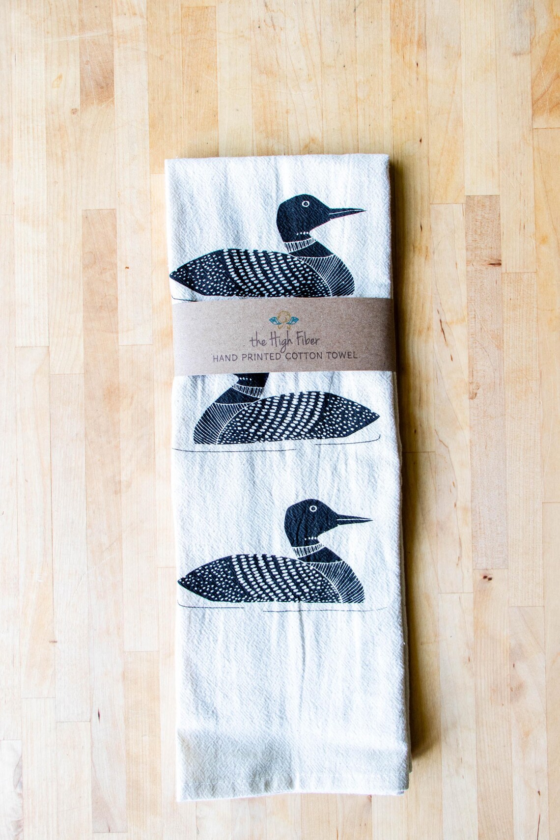 Loon Kitchen Towel, Handprinted, Loon Print - Etsy