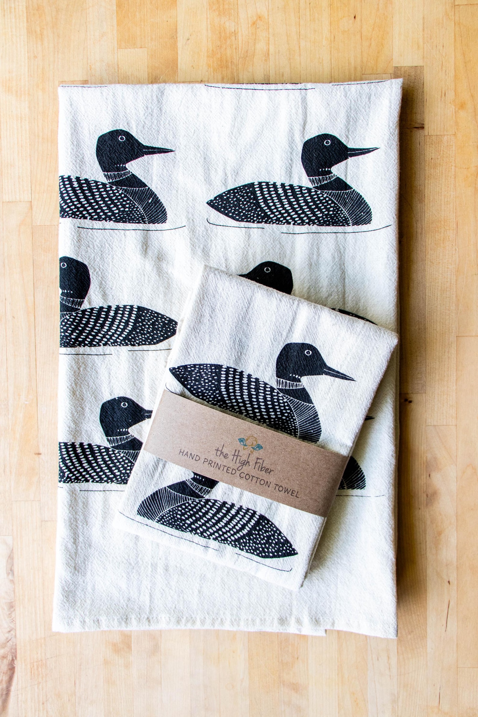 Loon Kitchen Towel, Handprinted, Loon Print - Etsy