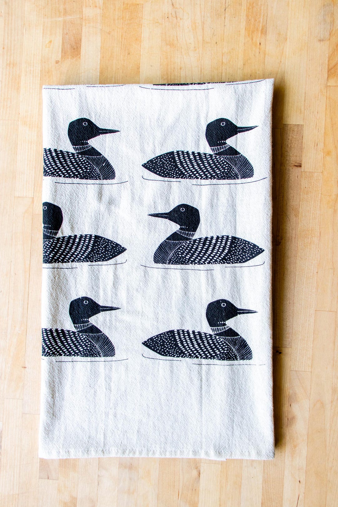 Loon Kitchen Towel, Handprinted, Loon Print - Etsy
