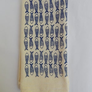 Fish Kitchen Towel, Hand Printed, Choose Your Color - Etsy