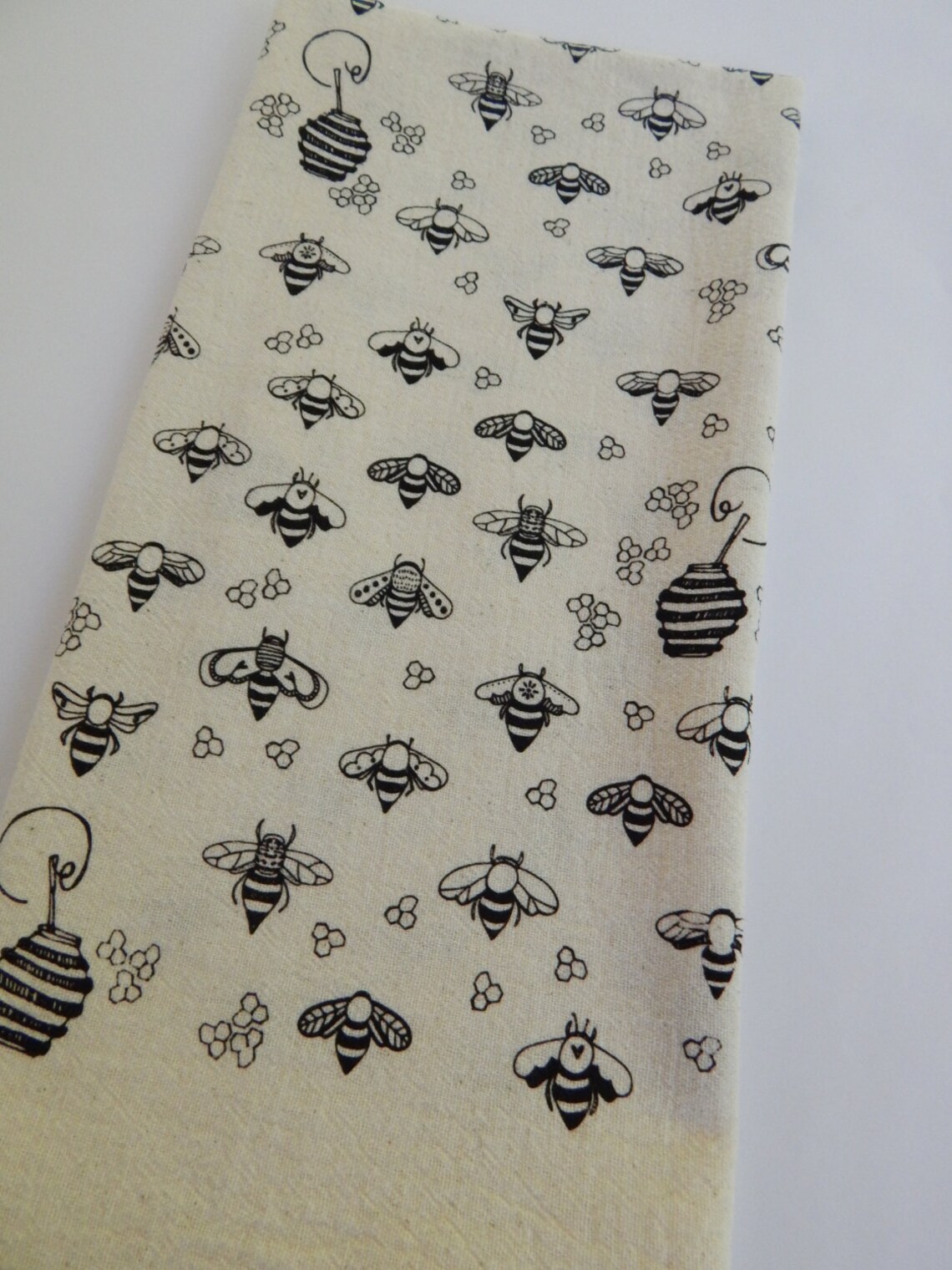 Bee Kitchen Towel, Hand Printed, Natural Cotton, Choose Your Color ...