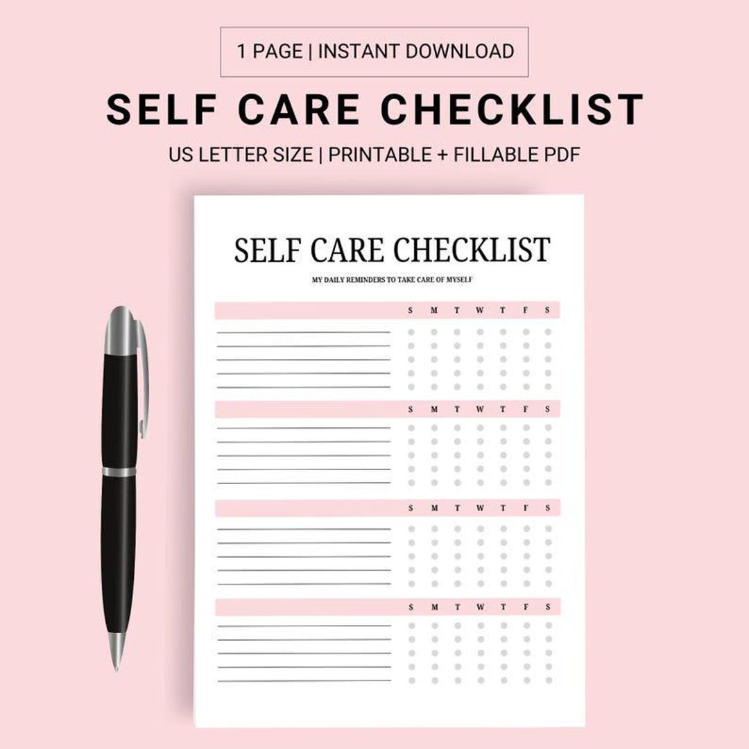 Self Care Planner Printable, Self Care Checklist, Self Care Journal ...