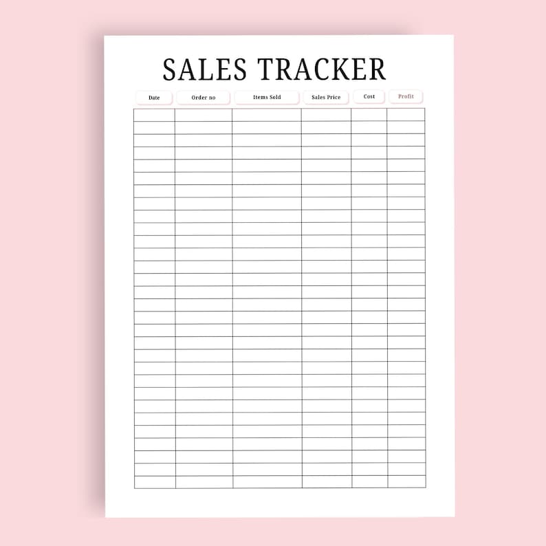 Printable Sales Tracker: Fillable Sales Log (PDF) - Etsy