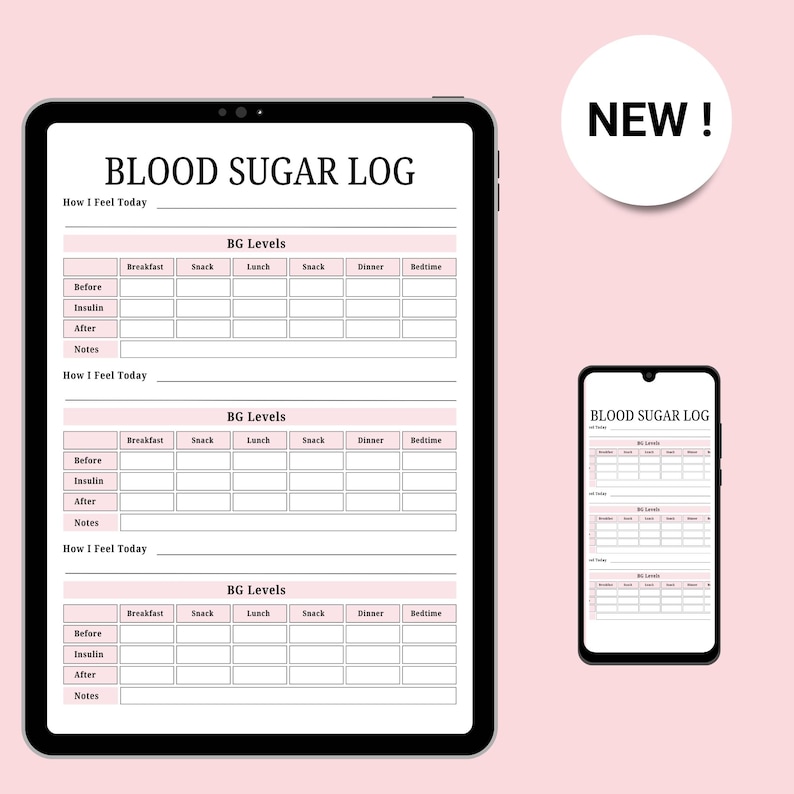 BLOOD SUGAR LOG, Digital Blood Glucose Tracker Pdf, Fillable Blood ...