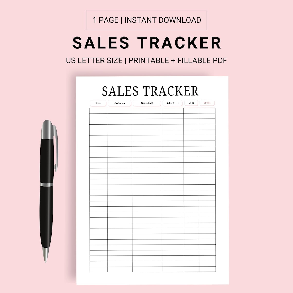 PRINTABLE SALES TRACKER, Fillable Sales Log, Sales Tracker, Sales ...