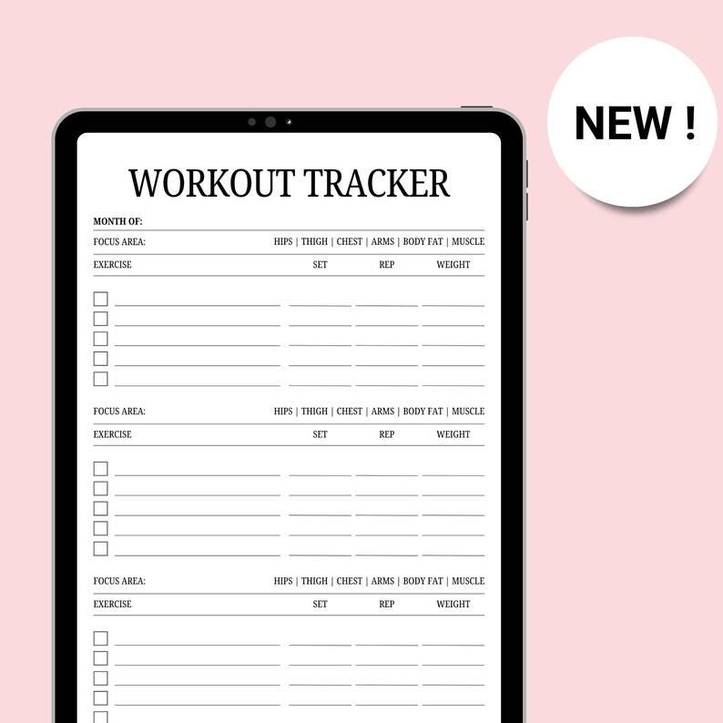 PRINTABLE WORKOUT TRACKER, Digital Fitness Workout Tracker, Daily ...