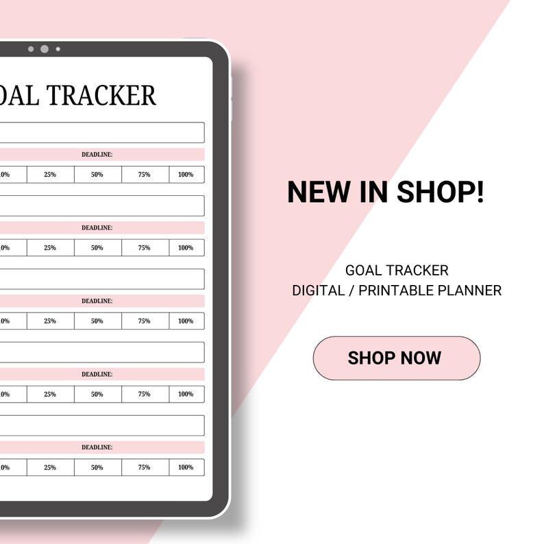 PRINTABLE GOALS TRACKER, Fillable Digital Goal Planner, Customizable ...