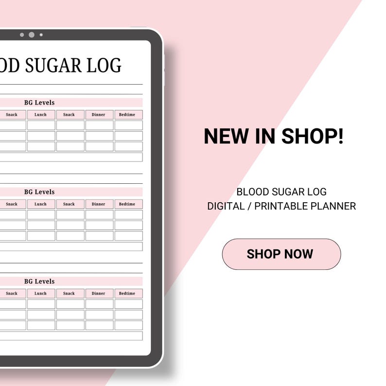 BLOOD SUGAR LOG, Digital Blood Glucose Tracker Pdf, Fillable Blood ...