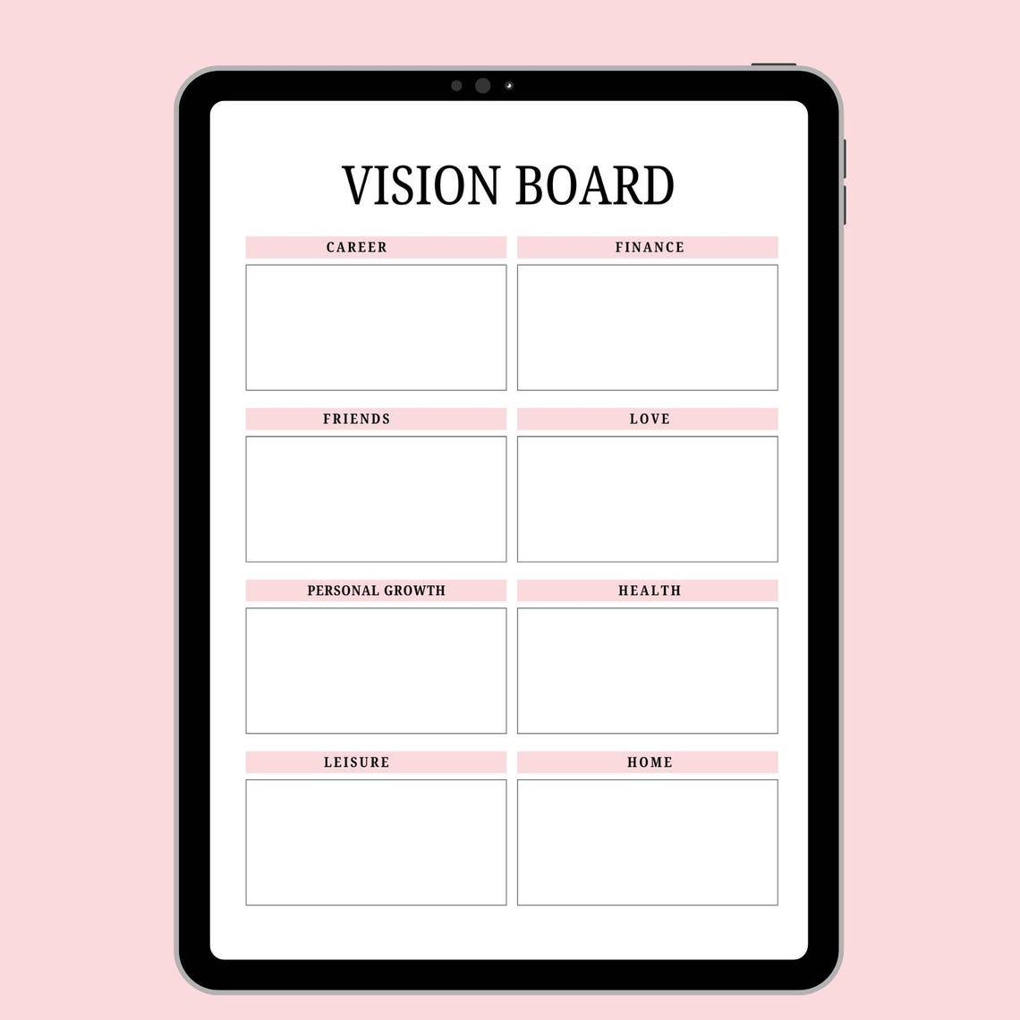 VISION BOARD TEMPLATE, Digital Vision Board Planner, Fillable Vision ...