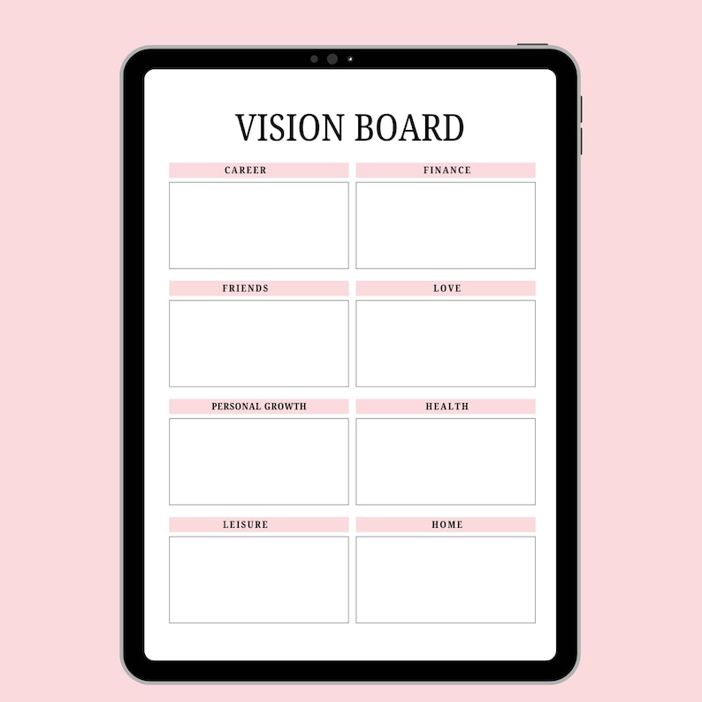 VISION BOARD TEMPLATE, Digital Vision Board Planner, Fillable Vision ...