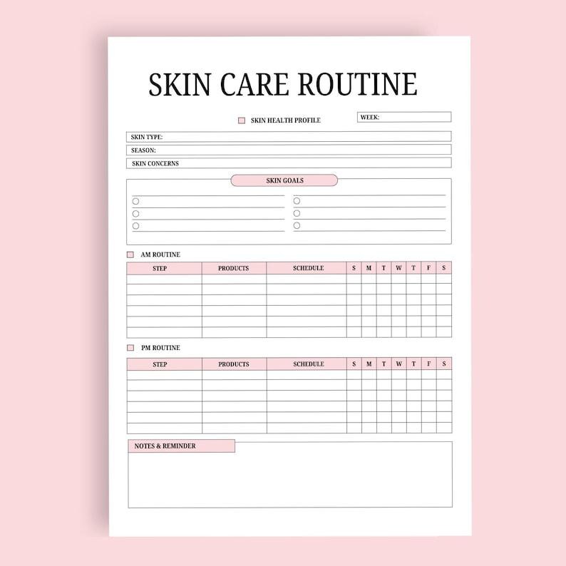 SKIN CARE ROUTINE Log, Skincare Routine Tracker, Beauty Regimen Planner ...