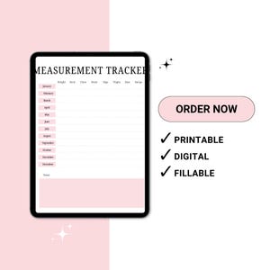 PRINTABLE MEASUREMENT TRACKER, Fillable Body Measurement Log, Fitness ...