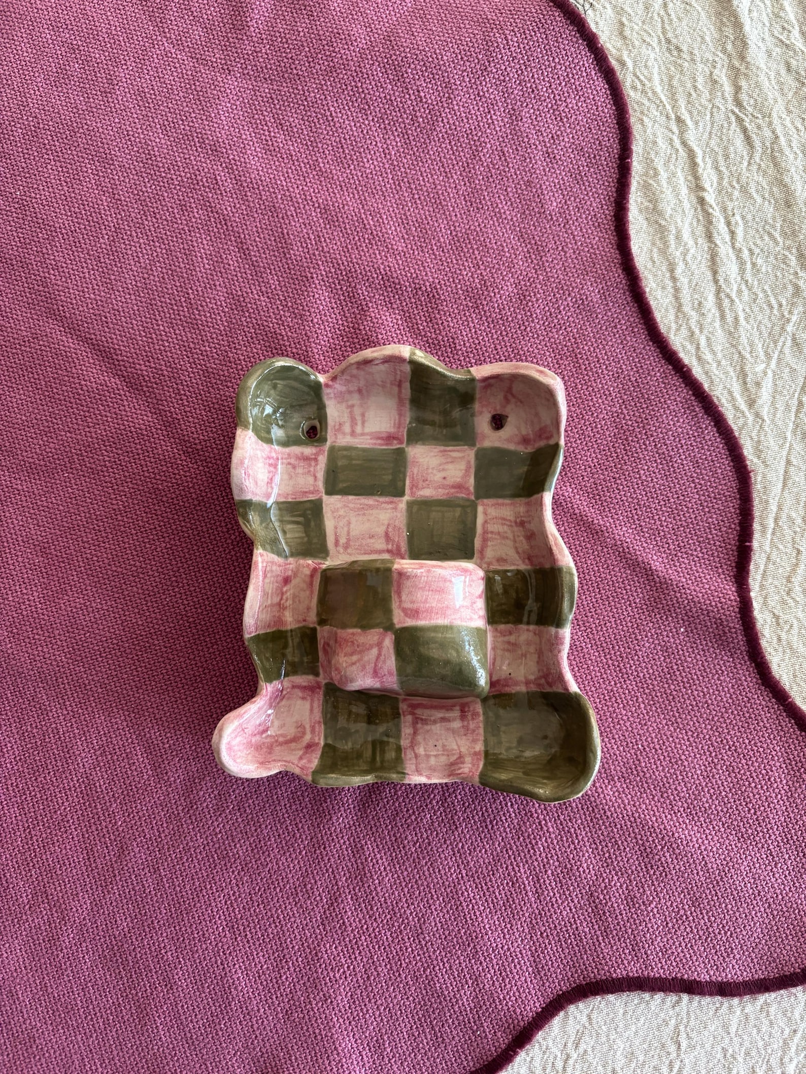 Checkered Ceramic Wall Vase: Handmade Wall Decor - Etsy