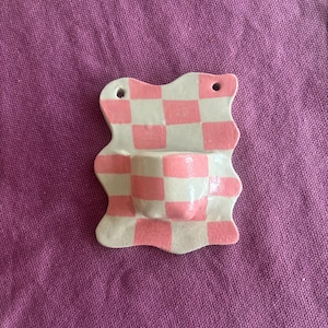 Checkered Ceramic Wall Vase: Handmade Wall Decor - Etsy
