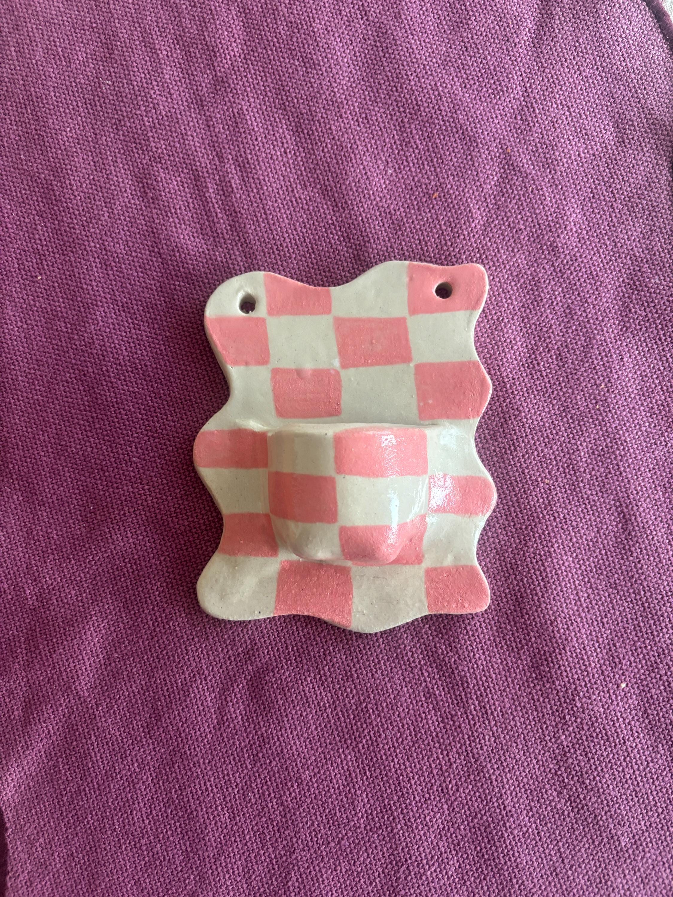 Checkered Ceramic Wall Vase: Handmade Wall Decor - Etsy
