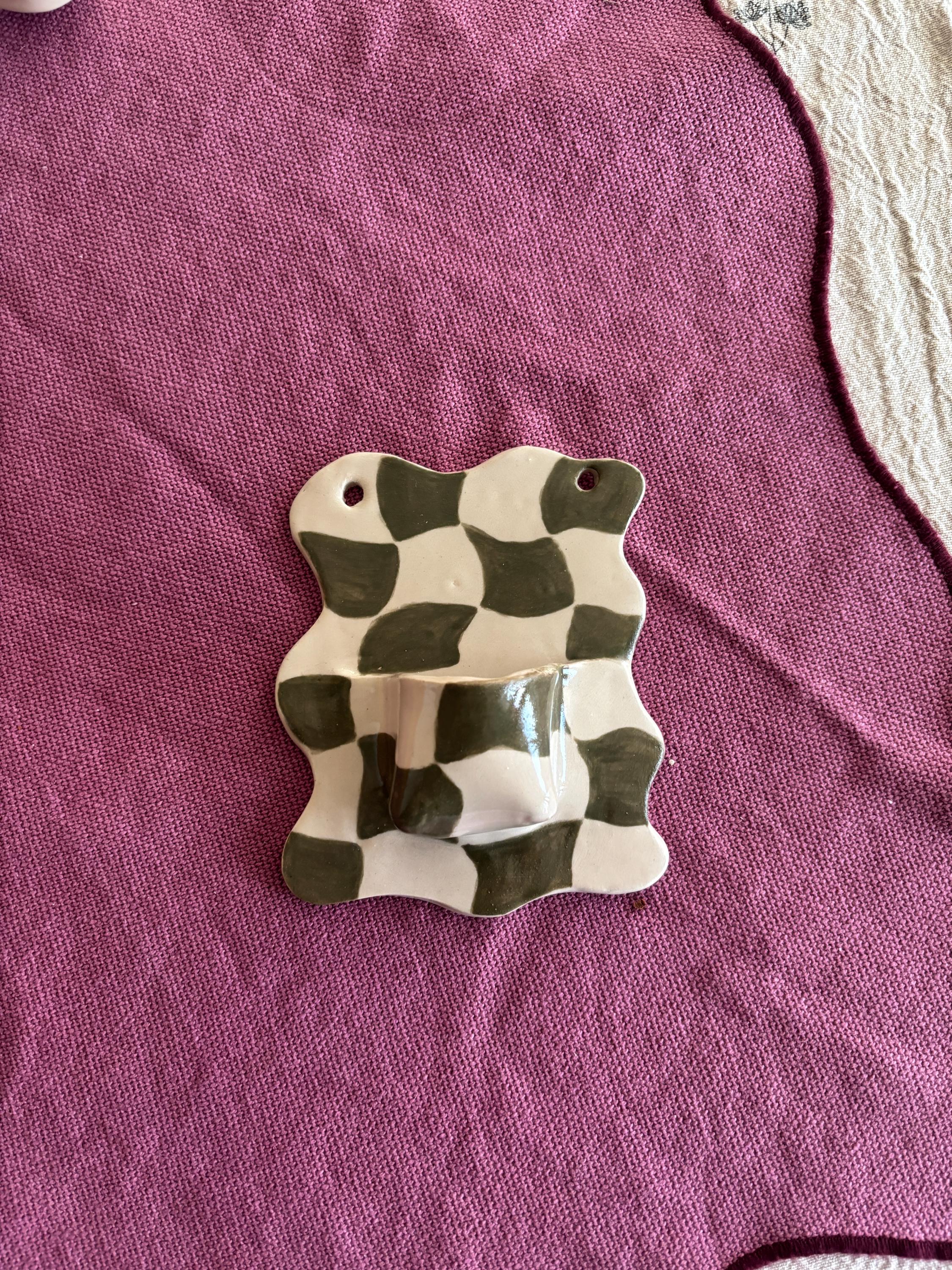 Checkered Ceramic Wall Vase: Handmade Wall Decor - Etsy