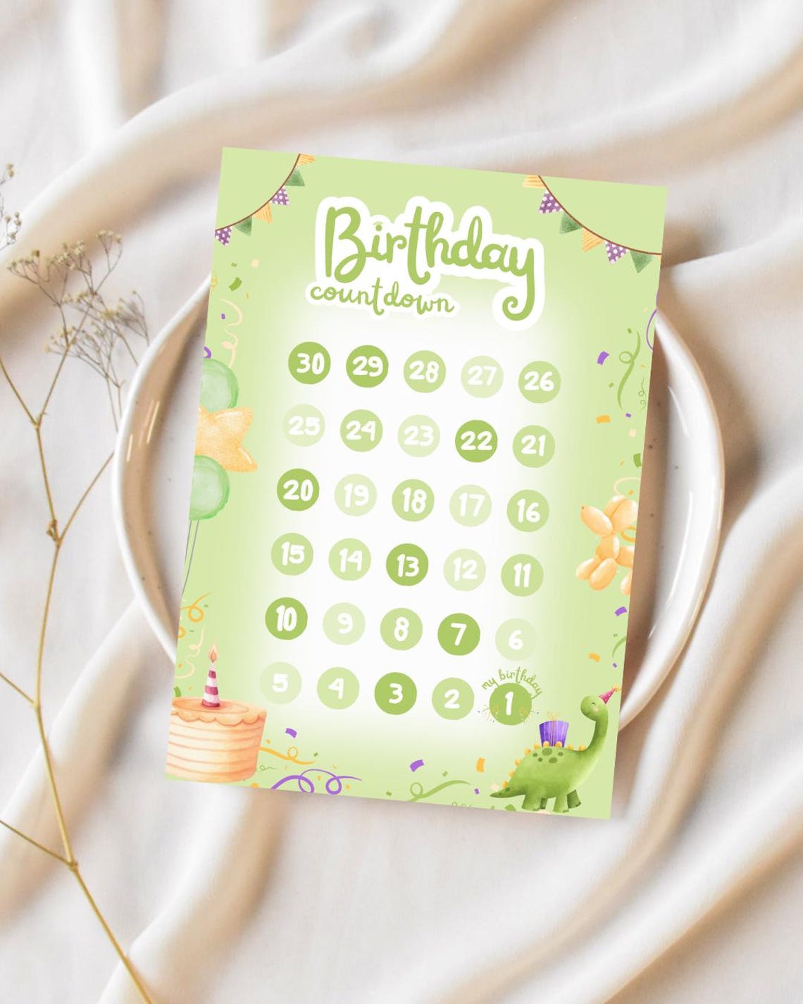 Printable Birthday Countdown for Kids, 30 Day Countdown Calendar ...