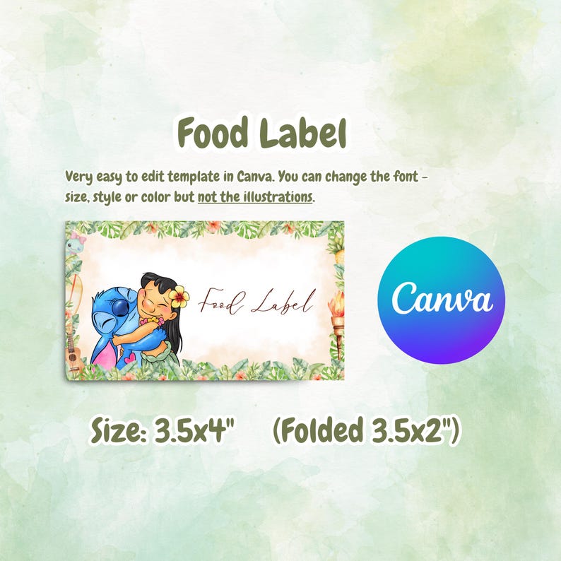 Editable Lilo and Stitch Birthday Food Tent, Stitch Food Label Template ...