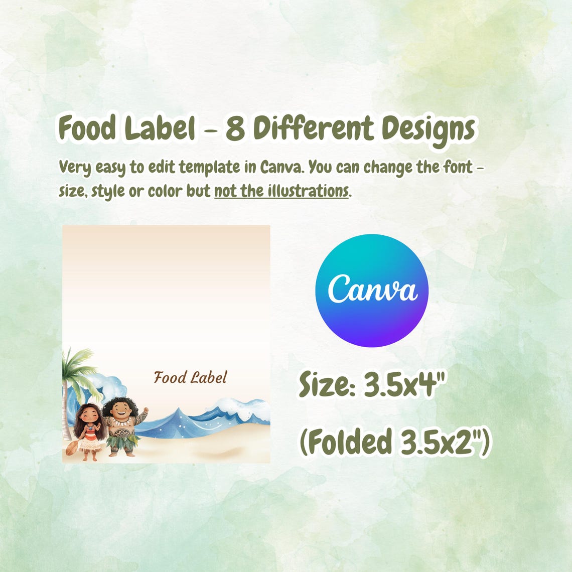 Editable Moana Birthday Food Tent, Moana Food Label Template, Moana ...