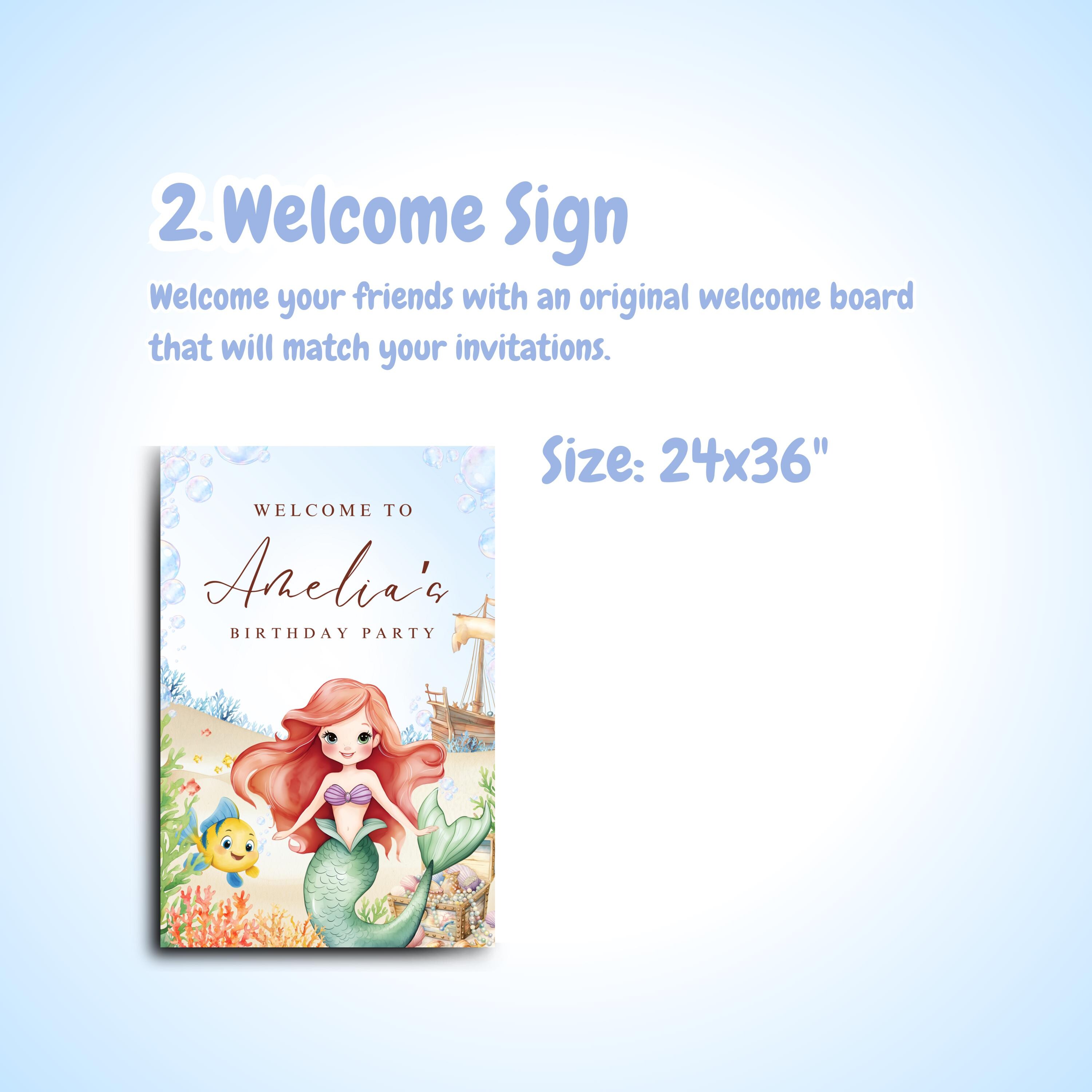 The Little Mermaid Kids Birthday Party Invitation, Princess Ariel ...