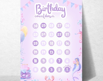 Printable Birthday Countdown for Kids, 30 Day Countdown Calendar ...