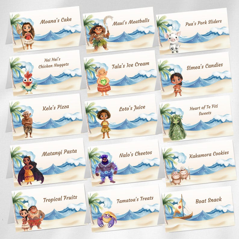 Editable Moana Birthday Food Tent, Moana Food Label Template, Moana ...