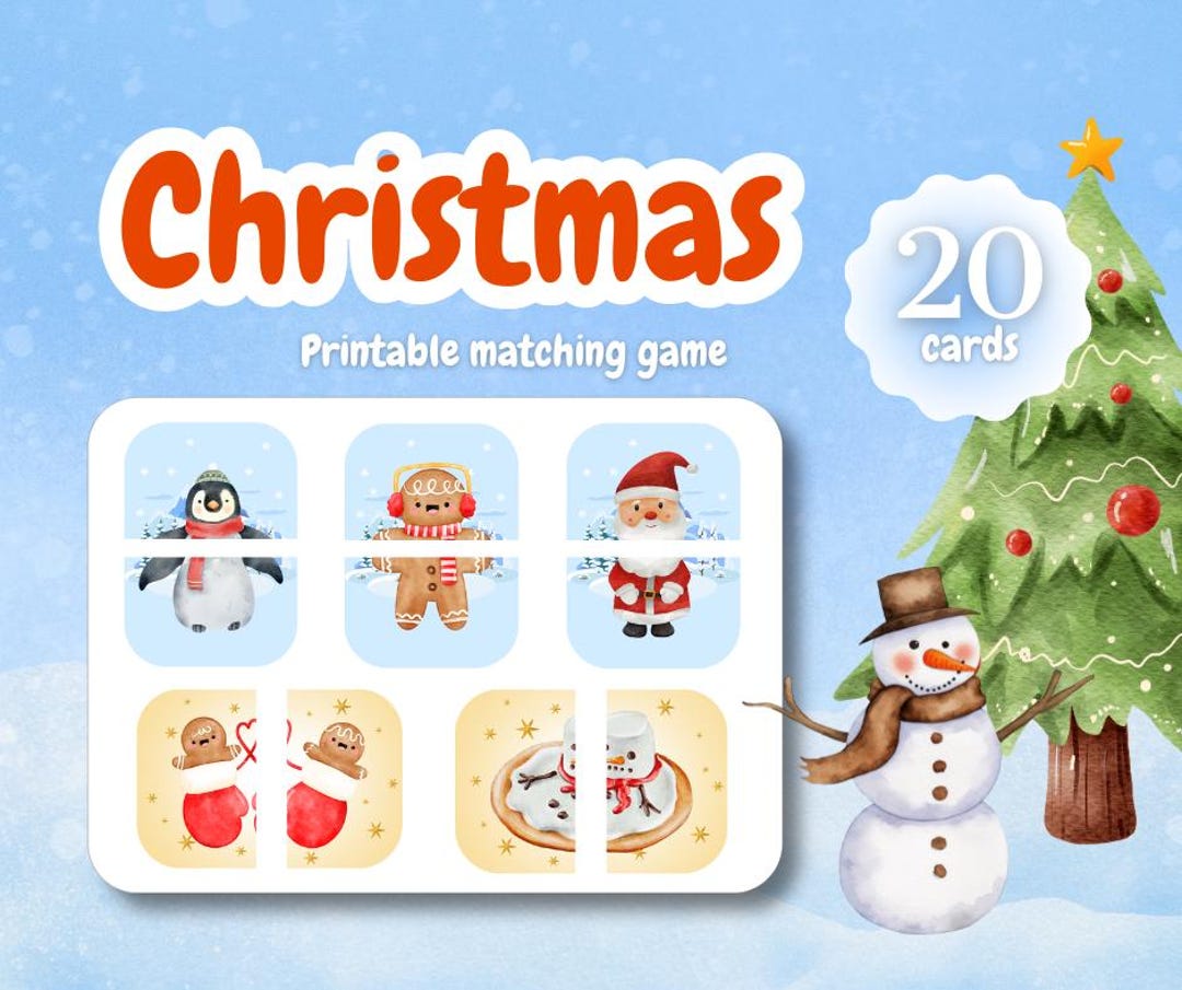 Christmas Matching Game for Kids, Printable Educational Matching Cards ...
