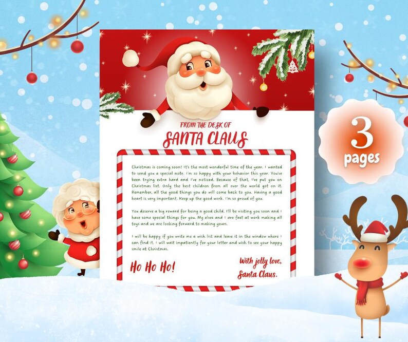 Printable Christmas Letter to Santa Claus, Kids Christmas Wish List ...