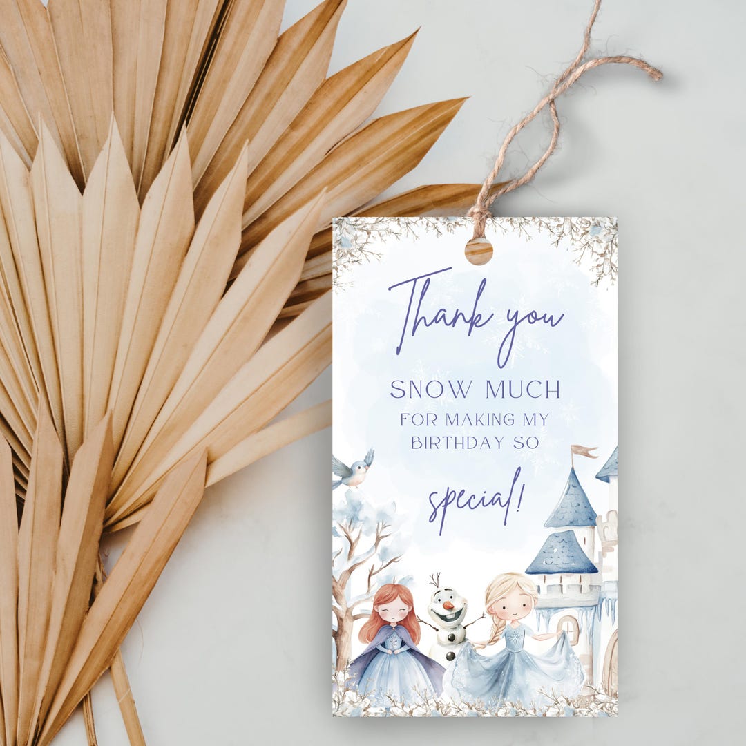Editable Frozen Party Favor Tag, Frozen Thank You Tag, Frozen Kids ...