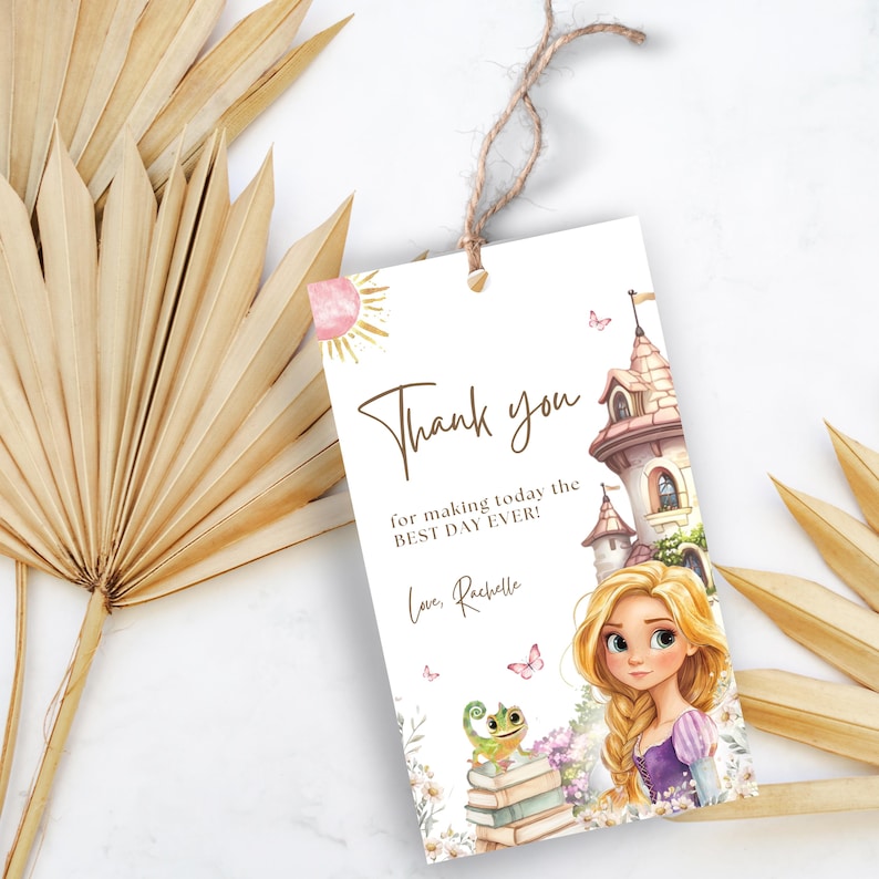 Editable Rapunzel Party Favor Tag, Princess Rapunzel Birthday Party ...