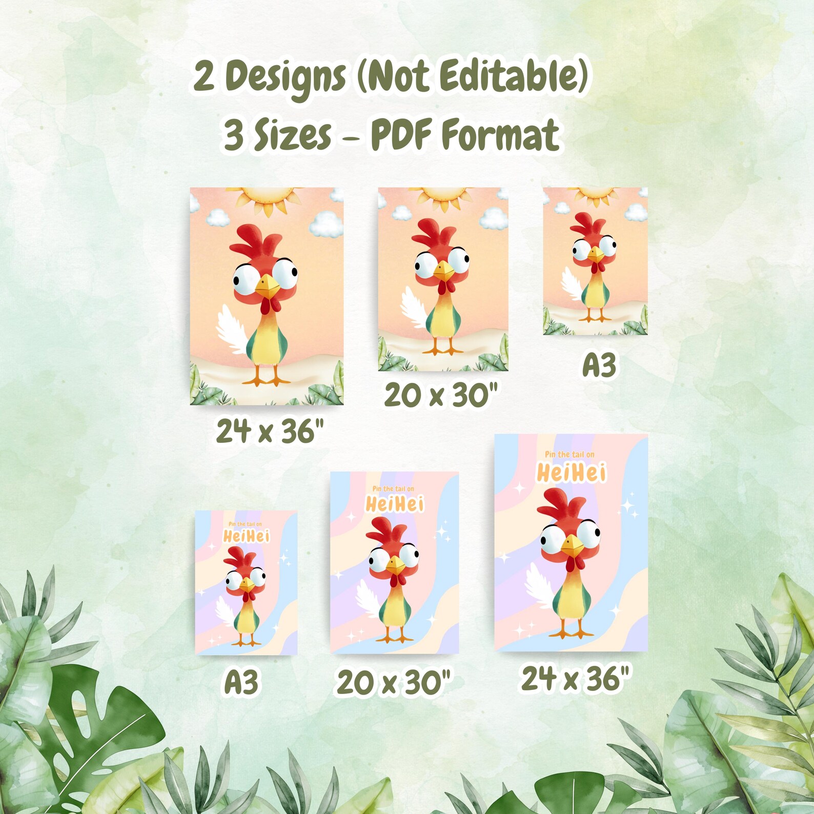 Pin the Tail Hei Hei Moana Birthday Party Game, Printable Moana Kids ...