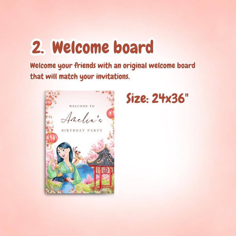 Mulan Personalized Kids Birthday Party Invitation, Editable Princess ...
