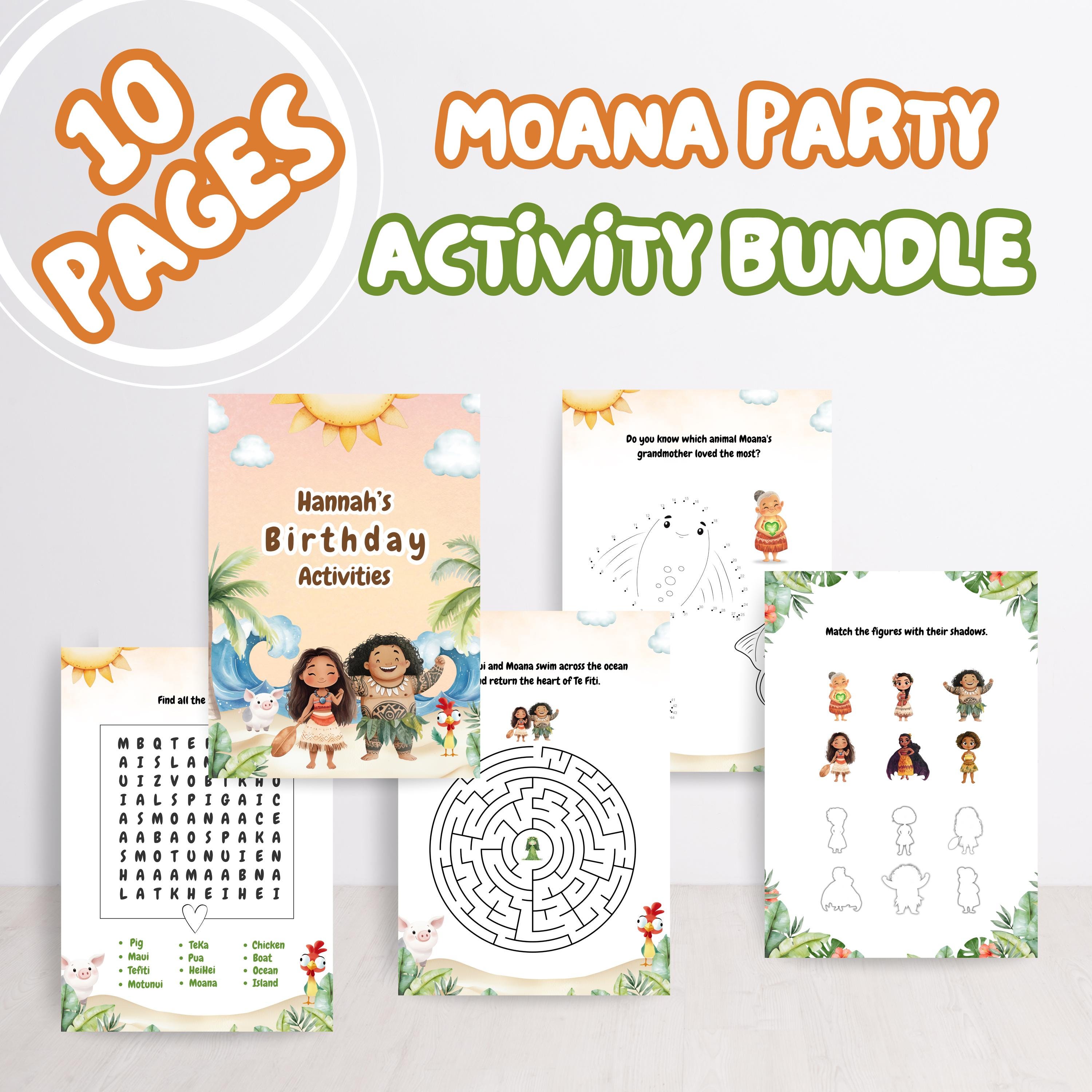 Personalized Moana Birthday Party Activity Bundle, Editable Kids ...