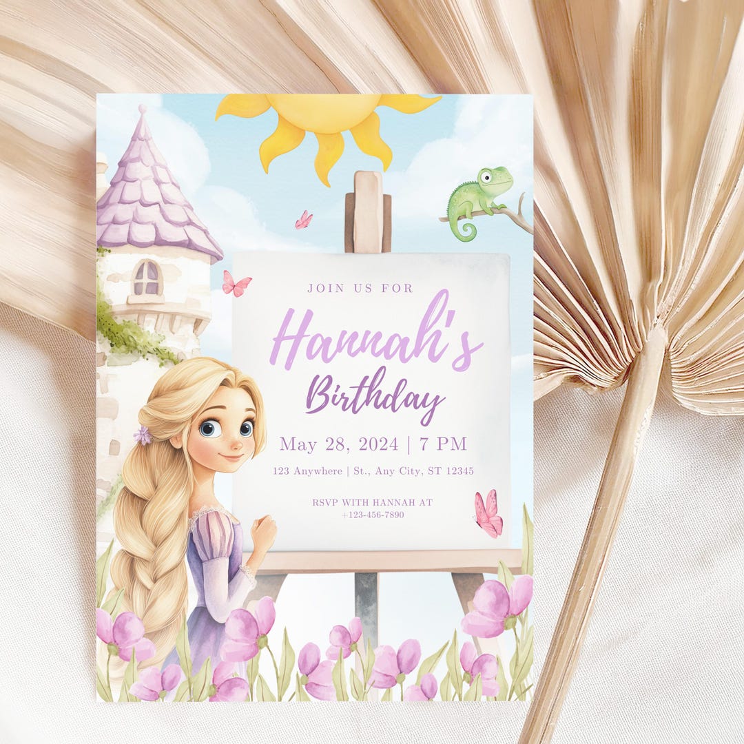 Rapunzel Kids Birthday Party Invitation, Princess Birthday Party ...