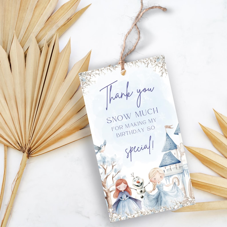 Editable Frozen Party Favor Tag, Frozen Thank You Tag, Frozen Kids ...