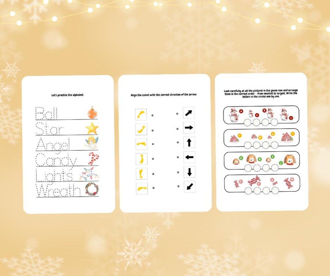 Printable Christmas Worksheets Bundle for Preschool Kids, Christmas ...