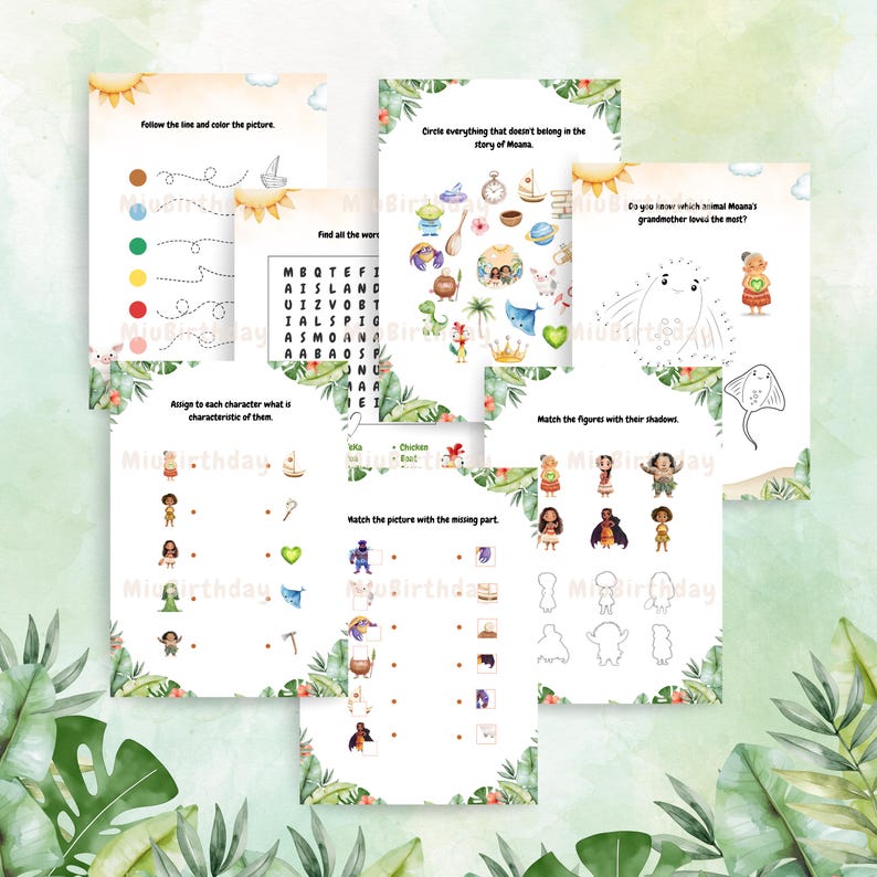 Personalized Moana Birthday Party Activity Bundle, Editable Kids ...