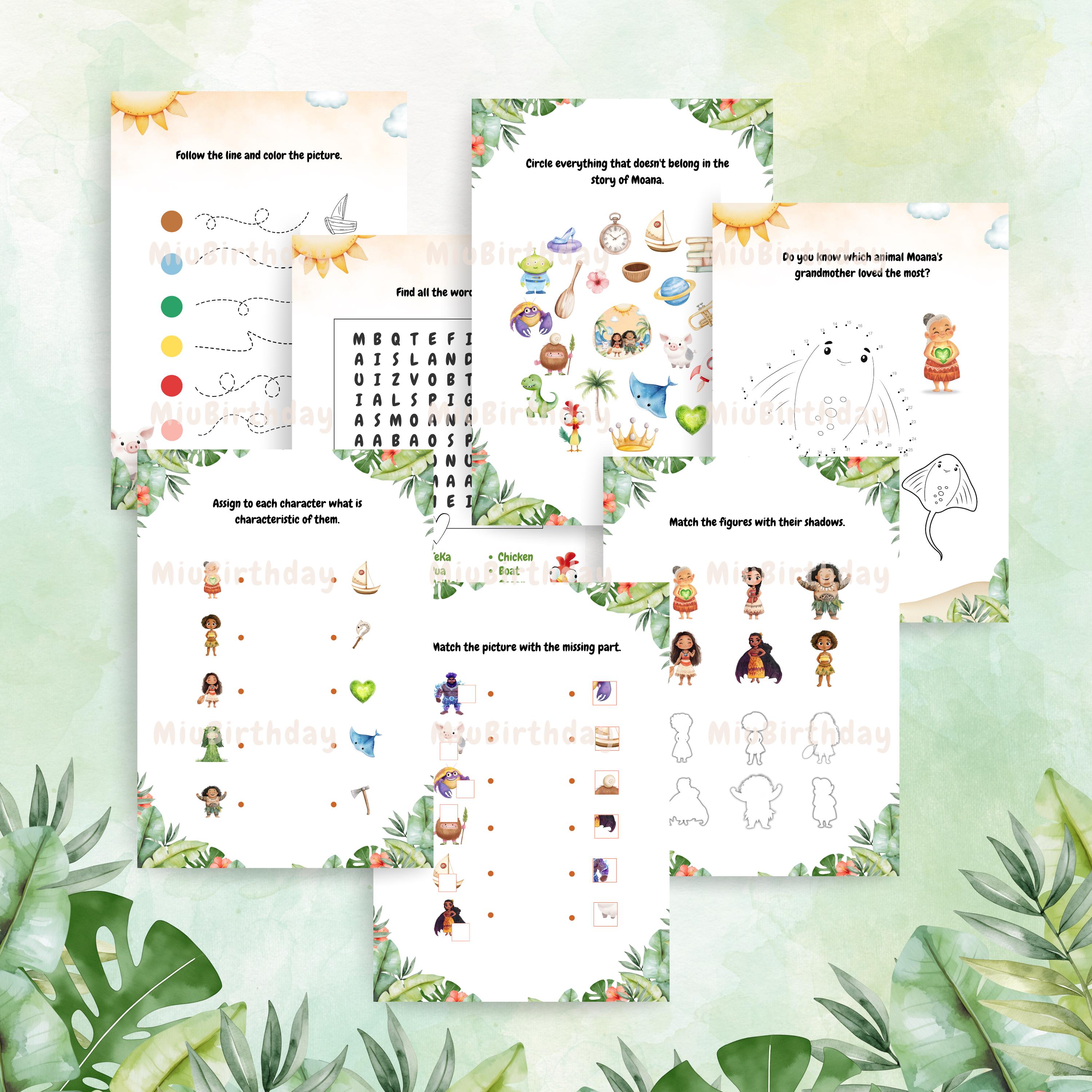 Personalized Moana Birthday Party Activity Bundle, Editable Kids ...