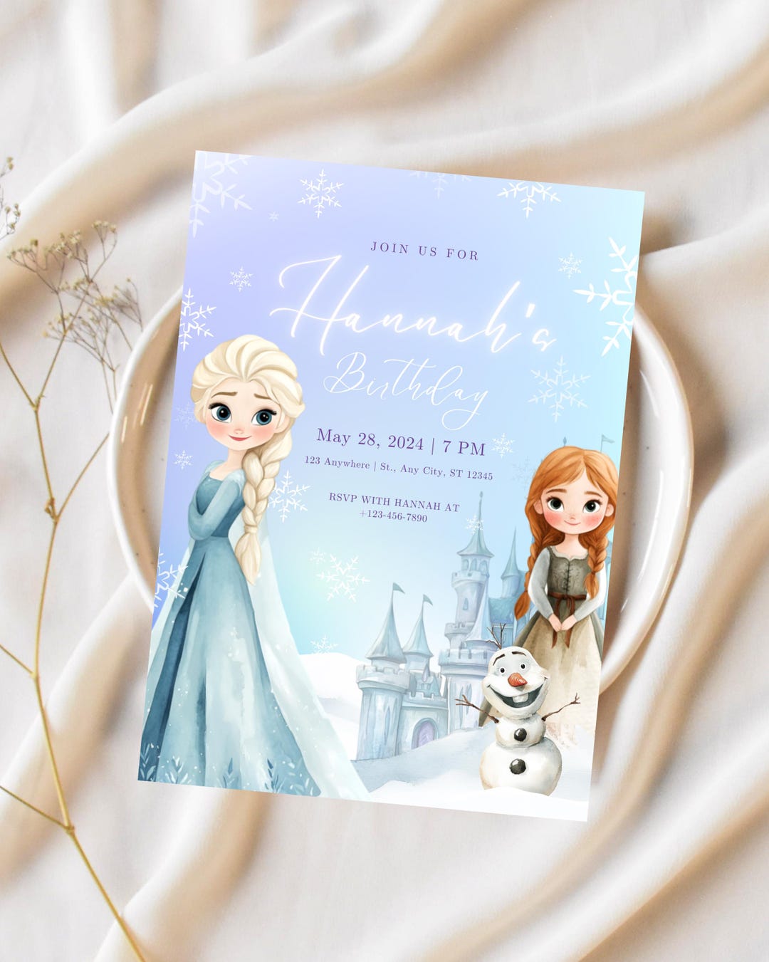 Disney Frozen Personalized Kids Birthday Party Invitation, Princess ...