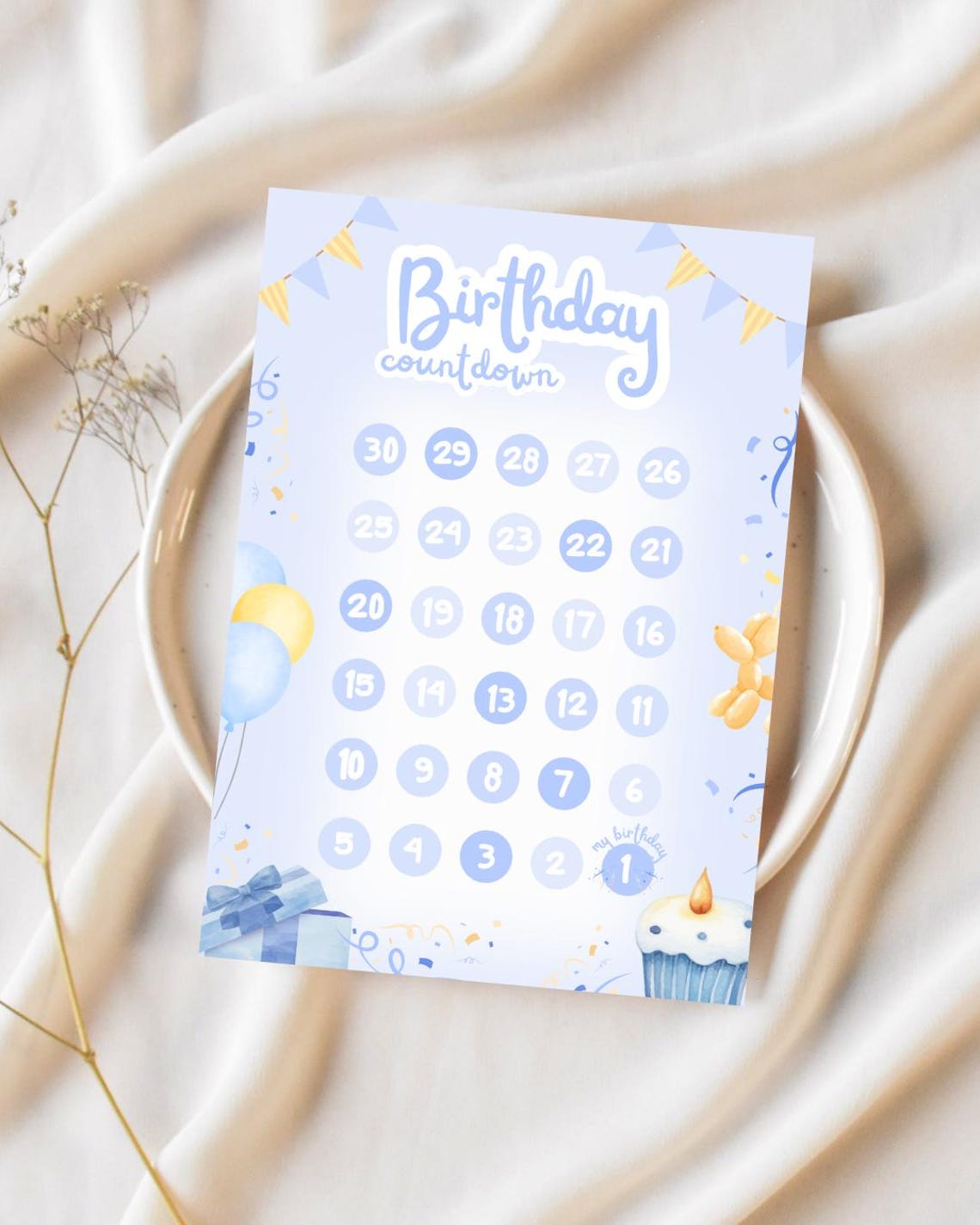 Printable Birthday Countdown for Kids, 30 Day Countdown Calendar ...