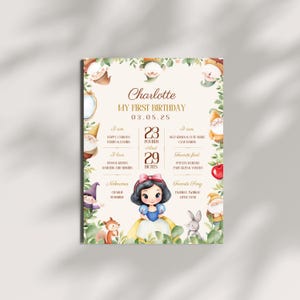 Snow White Birthday Milestone Sign, Editable Snow White Milestone ...
