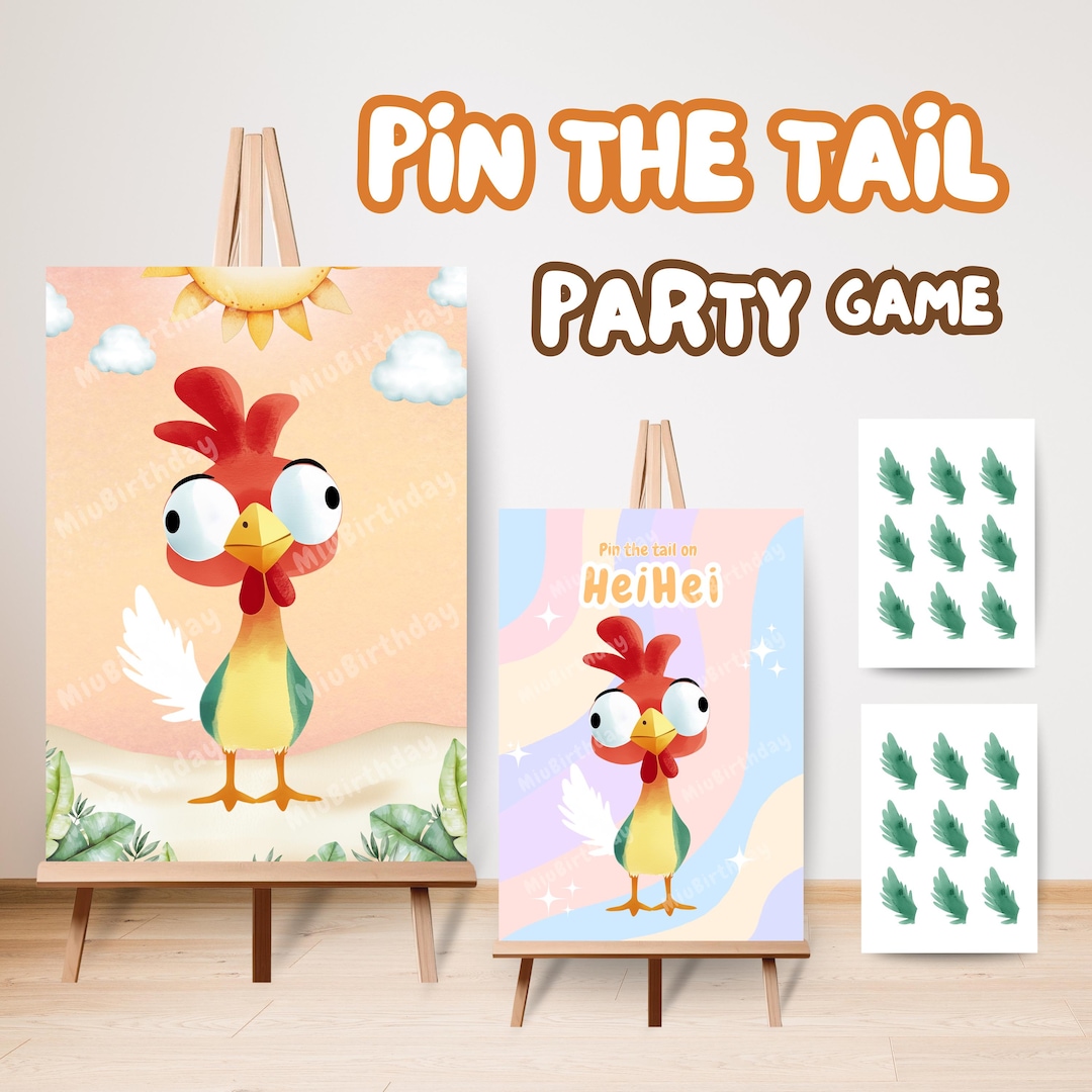 Pin the Tail Hei Hei Moana Birthday Party Game, Printable Moana Kids ...