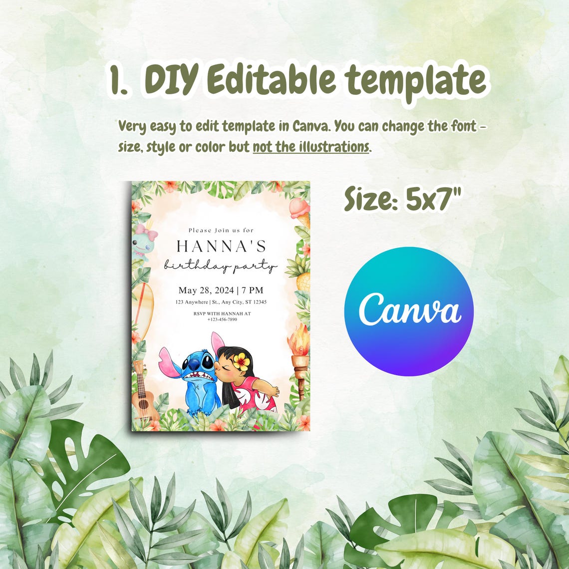 Editable Lilo and Stitch Kids Birthday Party Invitation, Stitch Kids ...