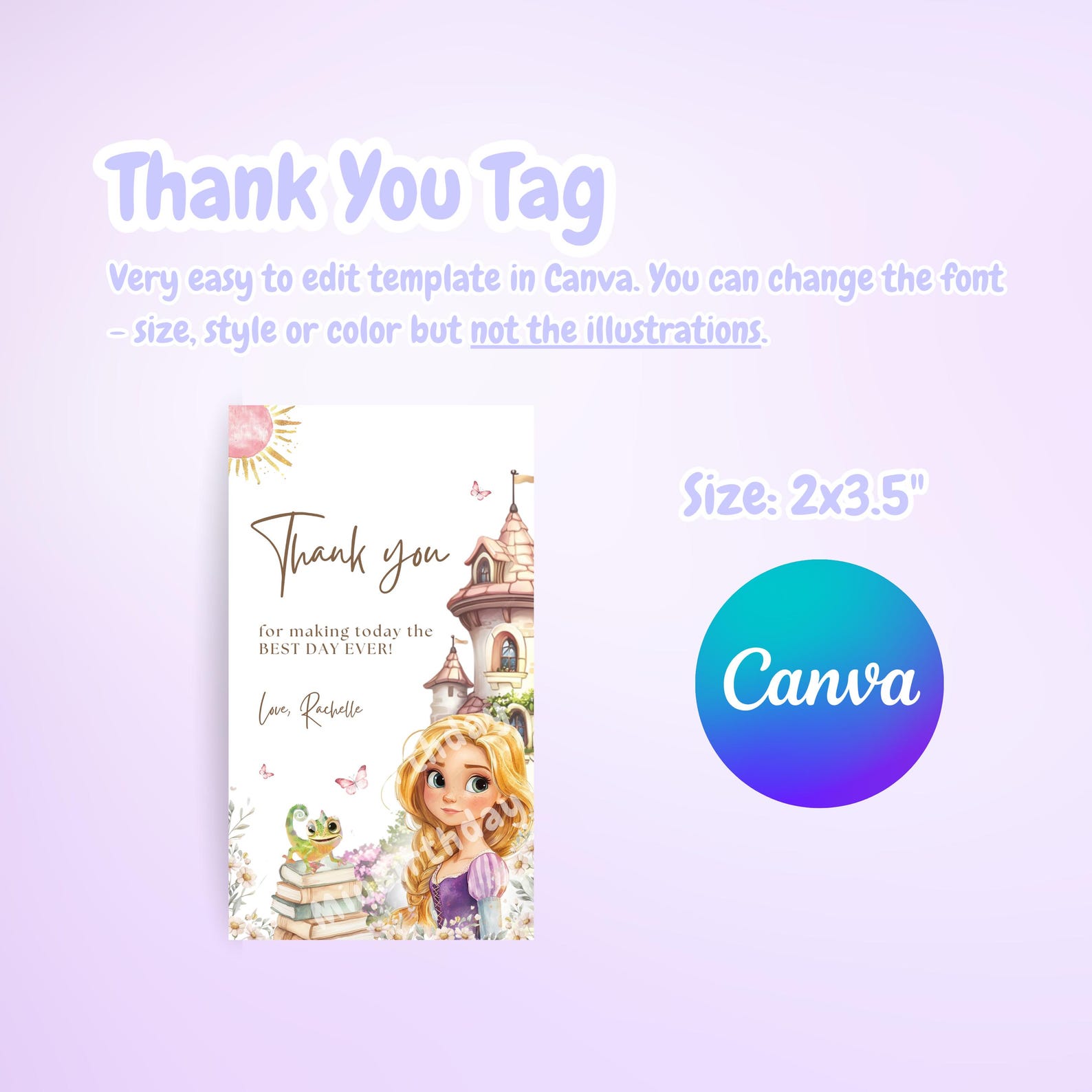 Editable Rapunzel Party Favor Tag, Princess Rapunzel Birthday Party ...