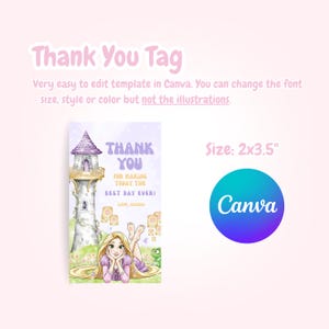 Editable Rapunzel Party Favor Tag, Princess Rapunzel Birthday Party ...