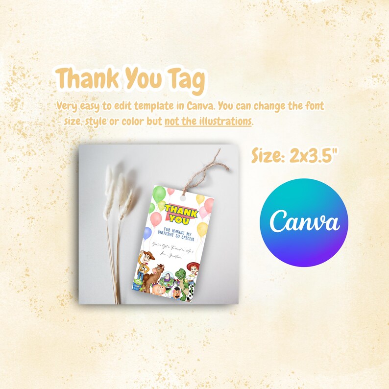 Editable Toy Story Party Favor Tag, Toy Story Thank You Tag, Toy Story ...