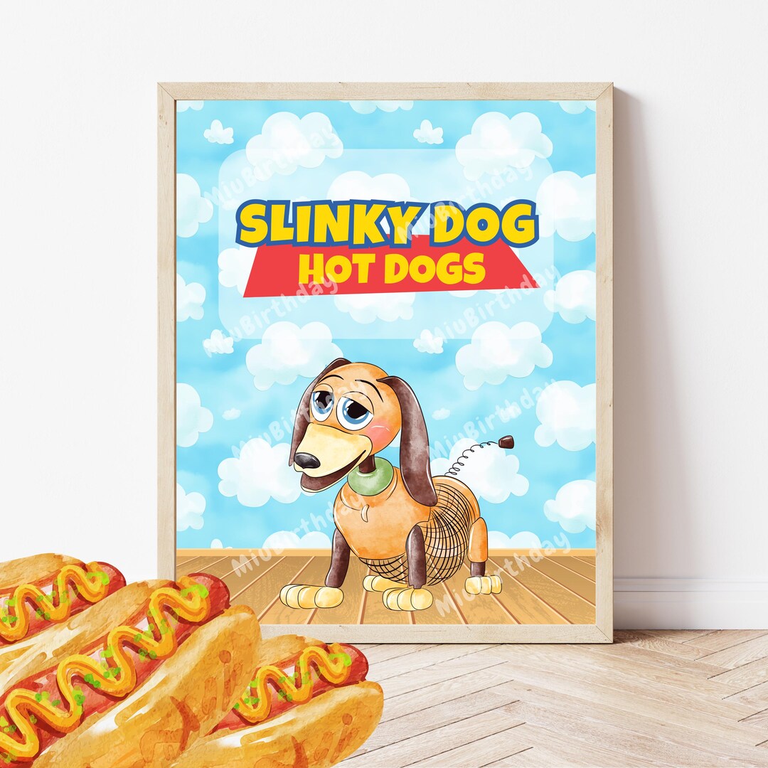 Editable Toy Story Slinky Dog Hot Dog Table Sign, Signage for Kids ...